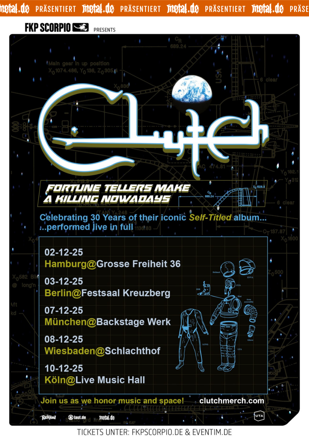 Clutch – Fortune Tellers Make a Killing Nowadays European Tour 2025 • metal.de