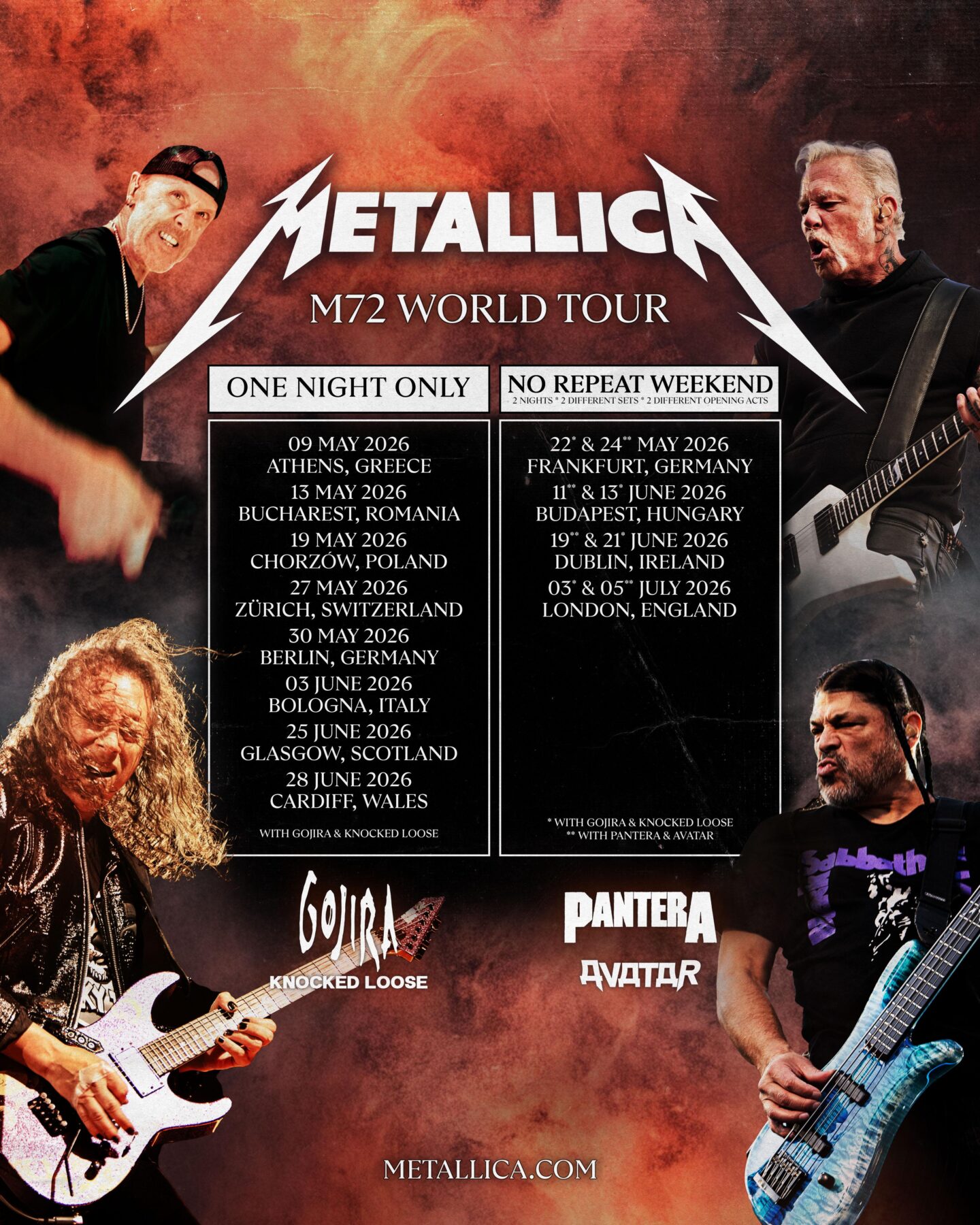 Metallica M72 World Tour 2026 Metal de Metallica M72 World Tour 2026 Metal de